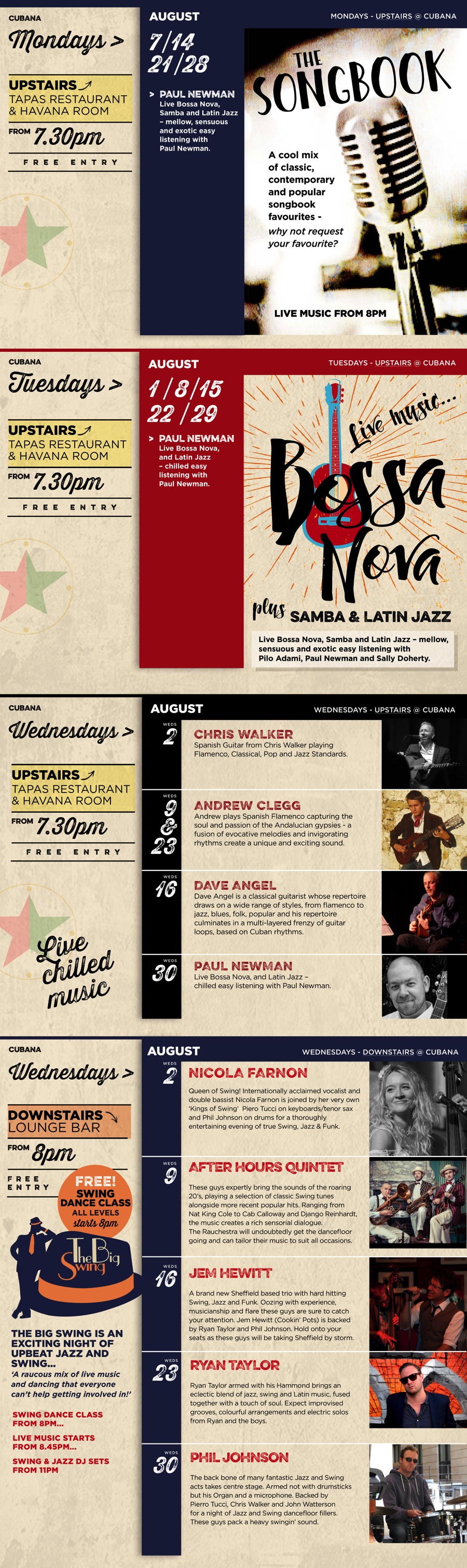 Cubana Tapas Bar and Restaurant in Sheffield - Monthly newsletter