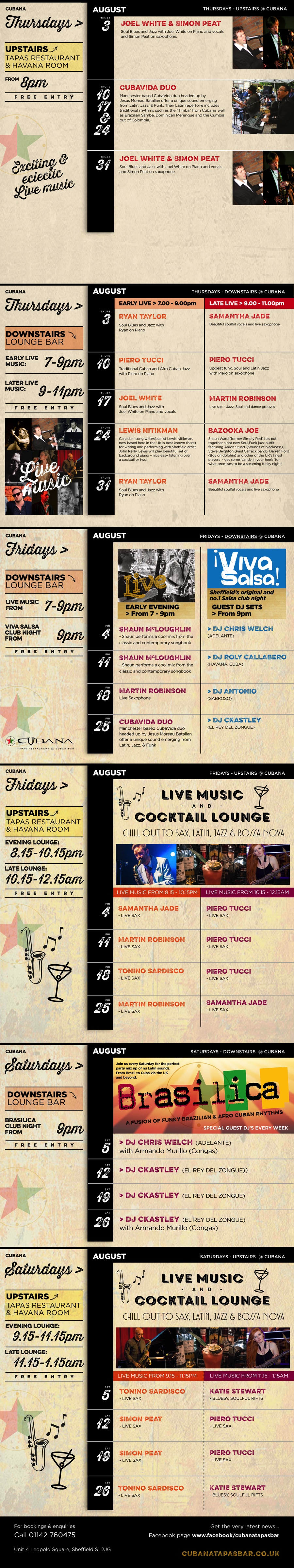 Cubana Tapas Bar and Restaurant in Sheffield - Monthly newsletter