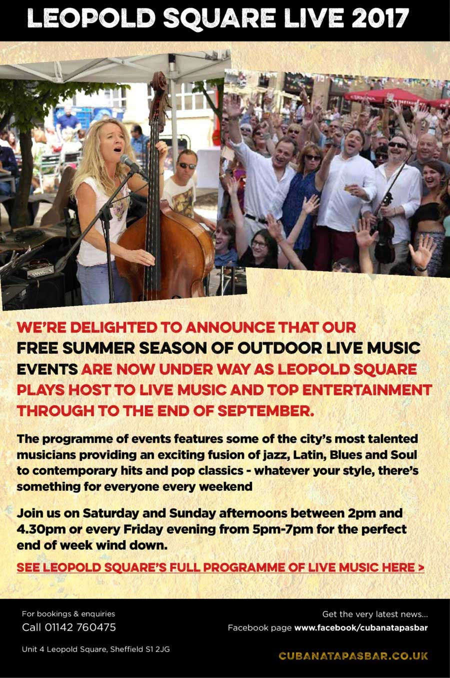 Cubana Tapas Bar and Restaurant in Sheffield - Monthly newsletter