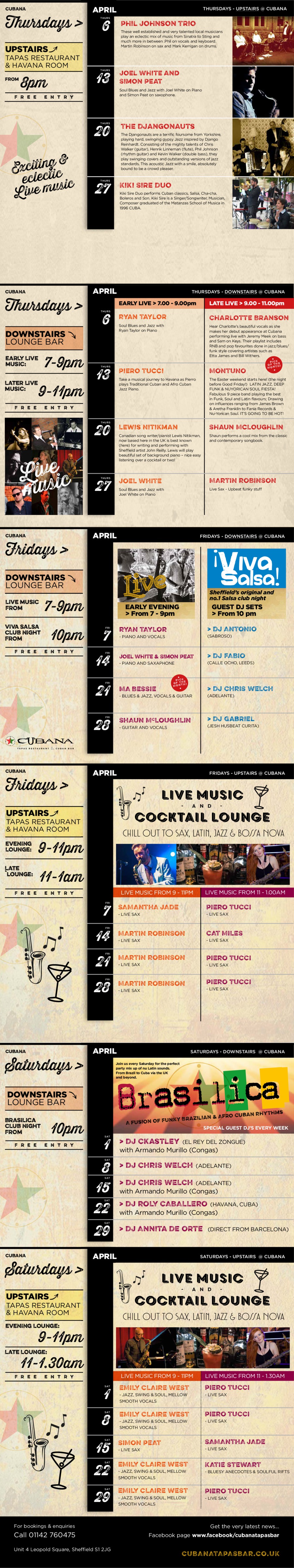 Cubana Tapas Bar and Restaurant in Sheffield - Monthly newsletter