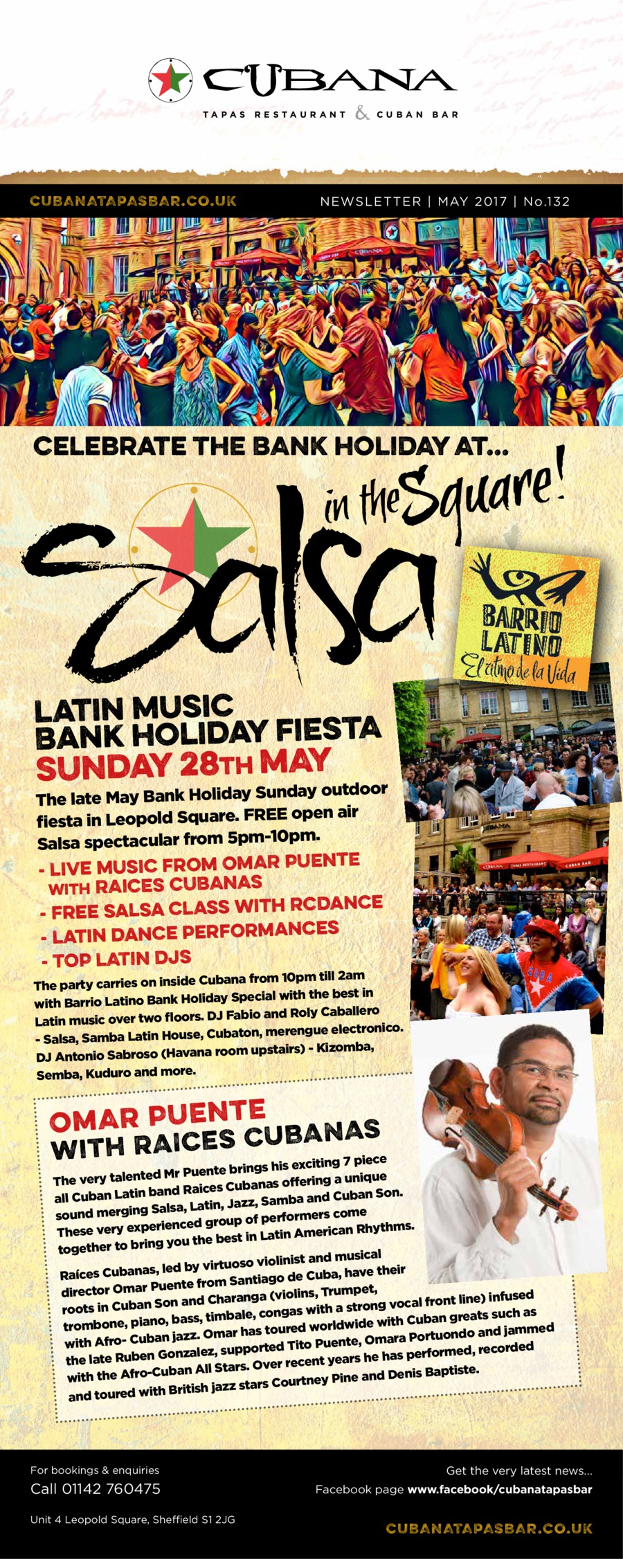 Cubana Tapas Bar and Restaurant in Sheffield - Monthly newsletter