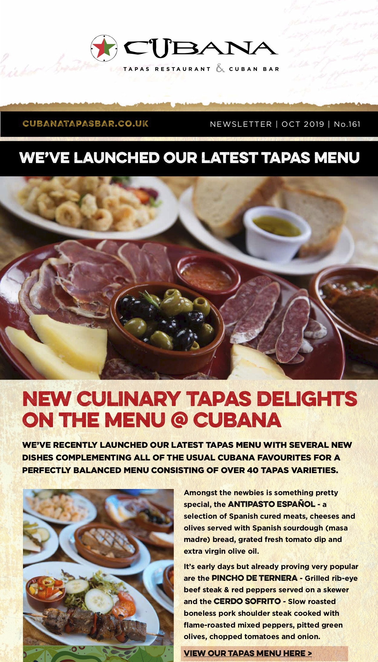 Cubana Tapas Bar and Restaurant in Sheffield - Monthly newsletter